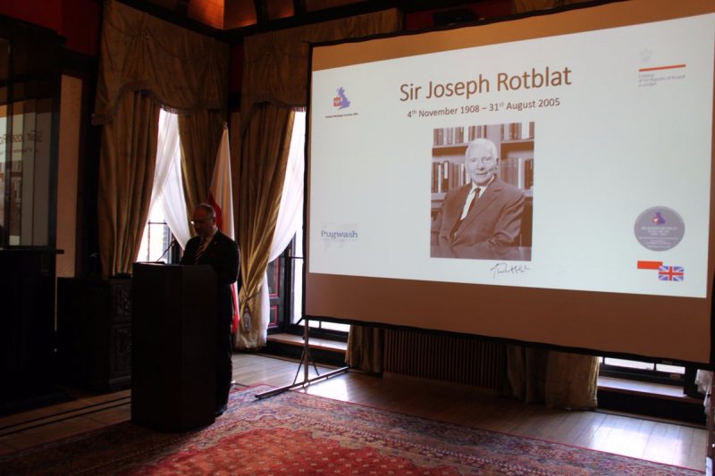 Sir Joseph Rotblat honoured by Polish Heritage Society plaque - British ...